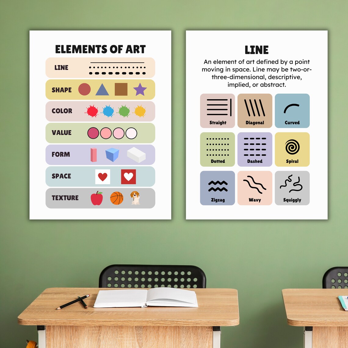 Set Of 8 Educational Elements Of Art Posters K 12 Art Art Class