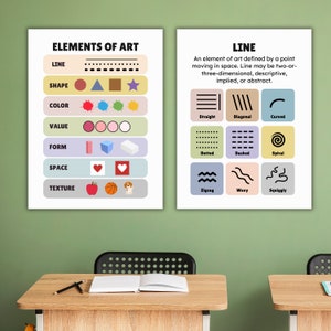 Set of 8 Educational Elements of Art Posters, K-12 Art, Art Class ...