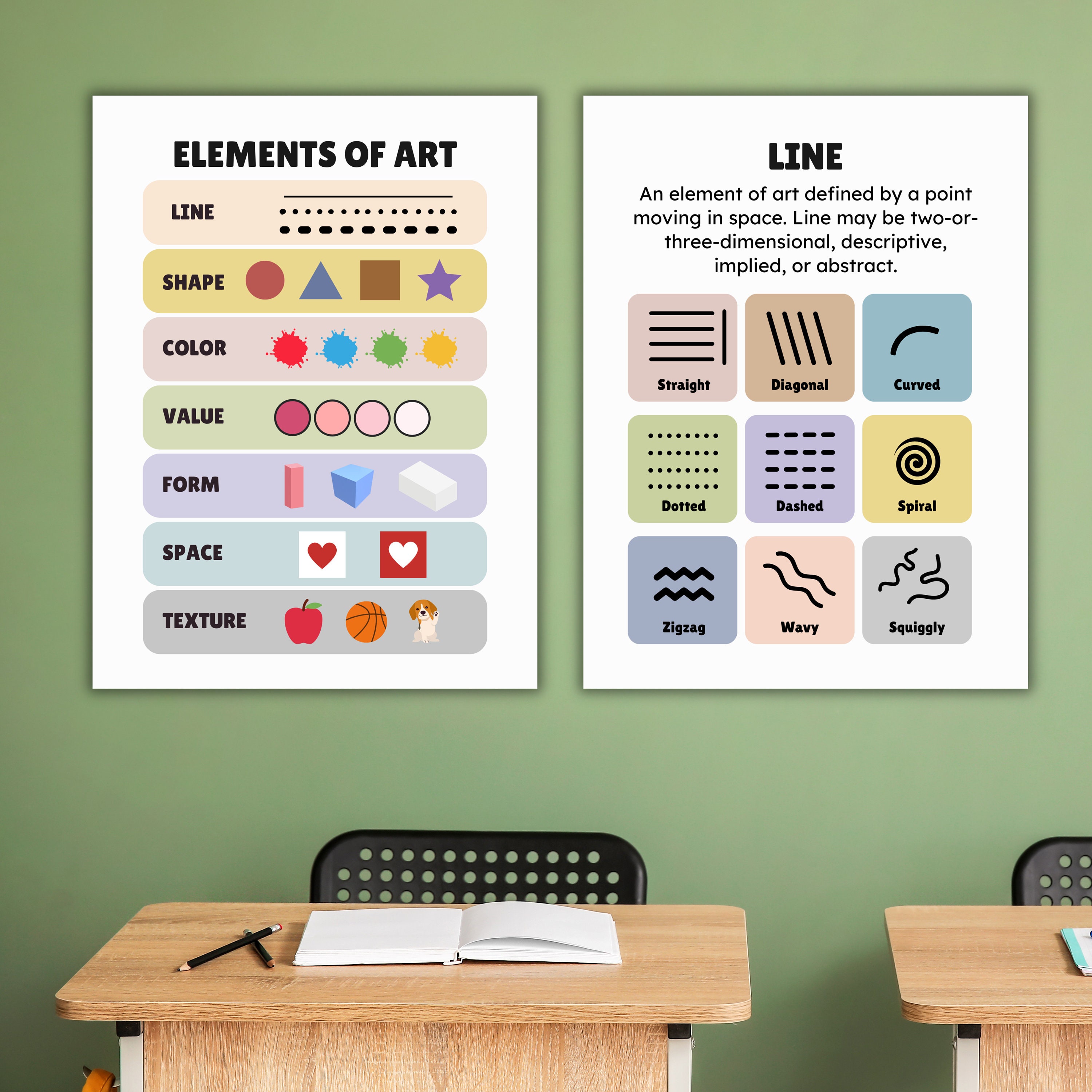 Set of 8 Educational Elements of Art Posters, K-12 Art, Art Class ...