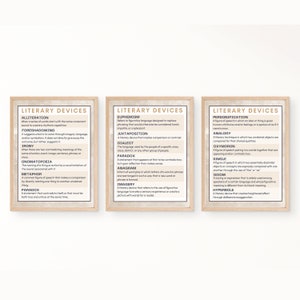Set of 3 Educational Literary Device Posters, Language Arts, English ...