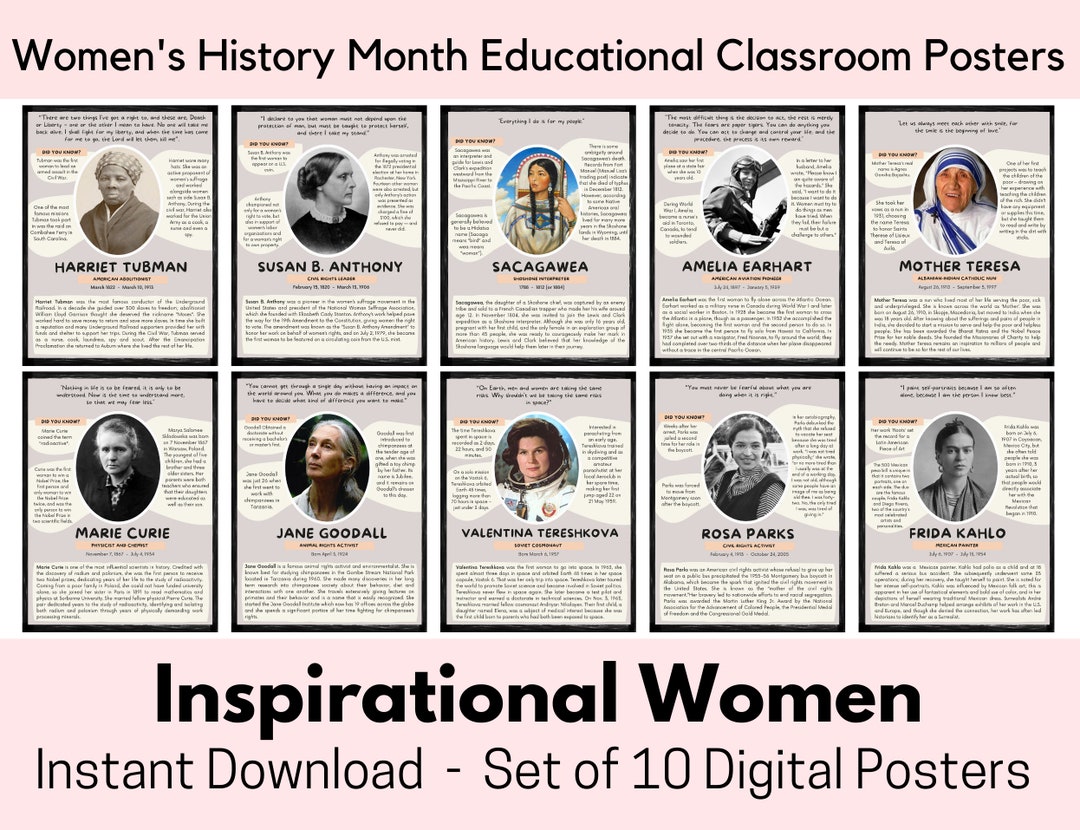 10 Educational Women's History Posters, Social Studies, Female ...