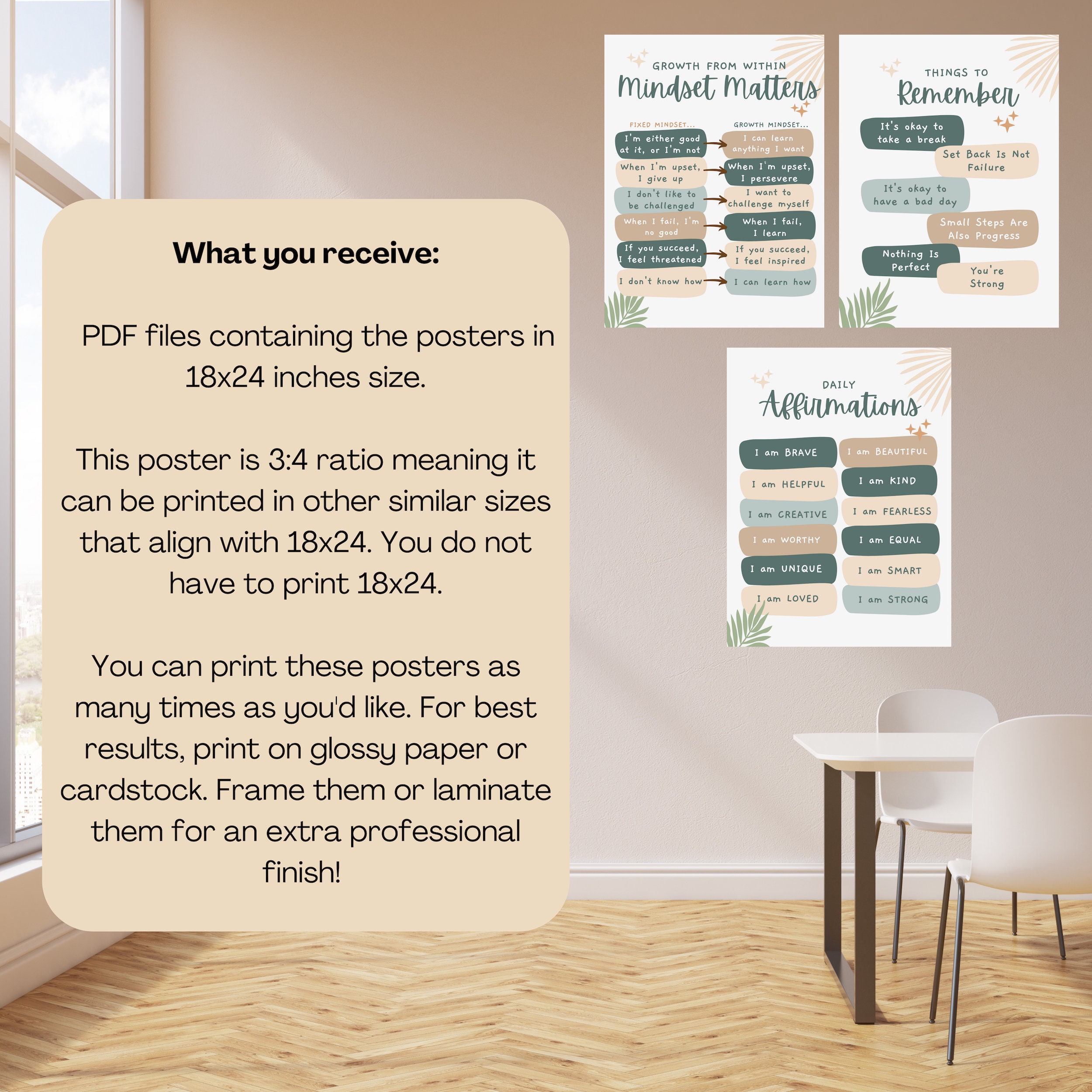 Positive Mindset Posters: Boho Classroom Decor (digital Download) - Etsy