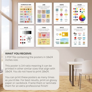 Set of 8 Educational Elements of Art Posters, K-12 Art, Art Class ...