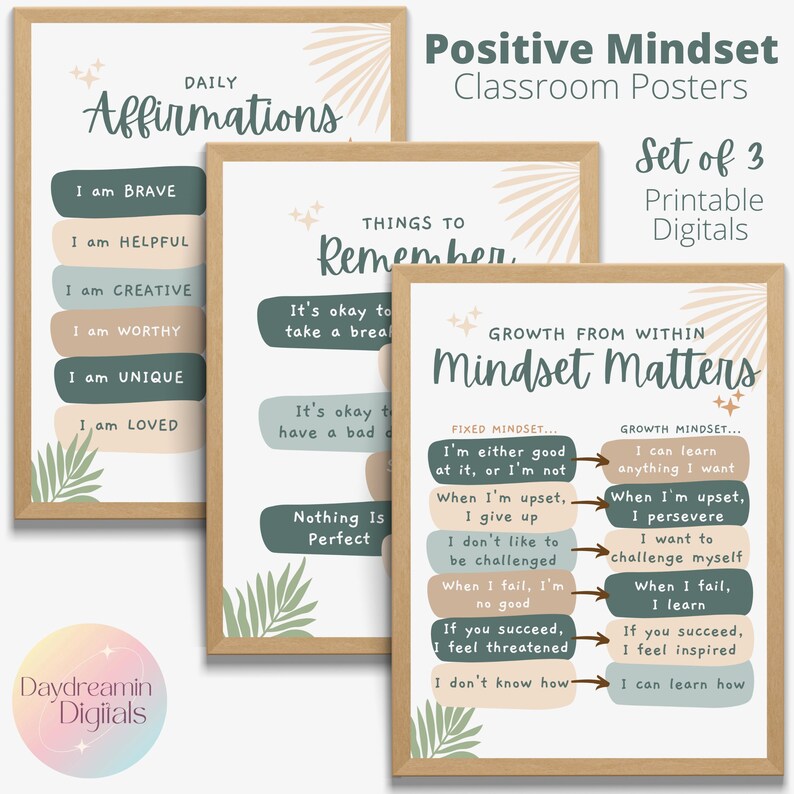 Positive Mindset Posters: Boho Classroom Decor (digital Download) - Etsy