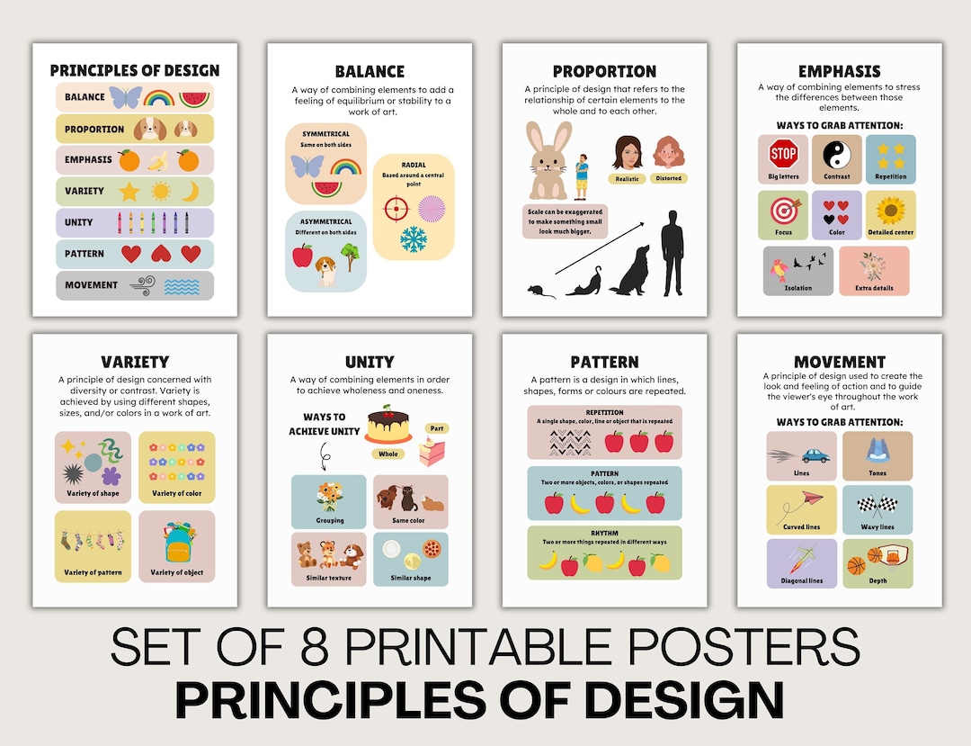Set of 8 Educational Principles of Design Posters, K-12 Art, Art Class ...