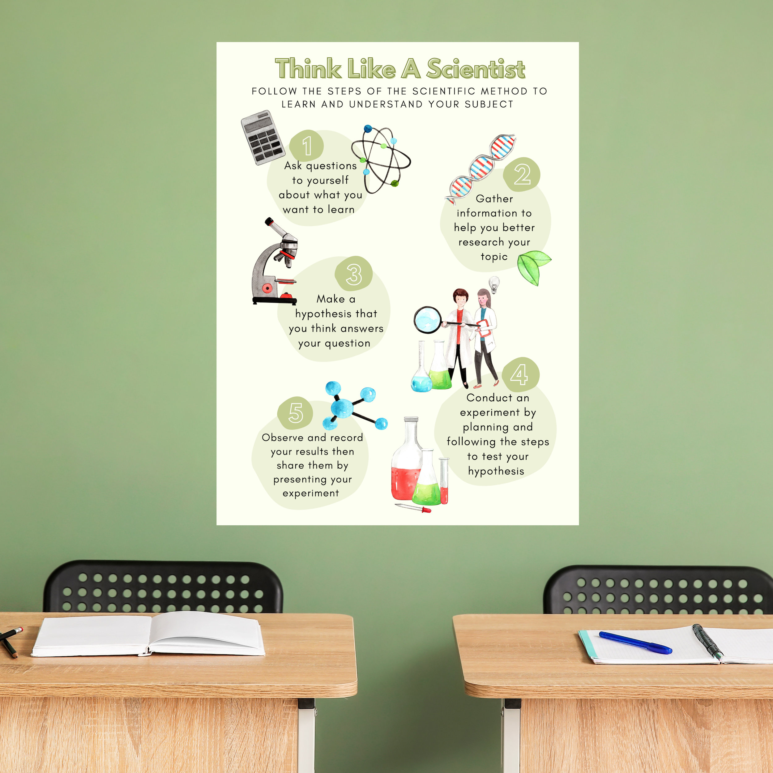 Set of 3 Biology Science Middle School Posters, Learning Poster, High ...