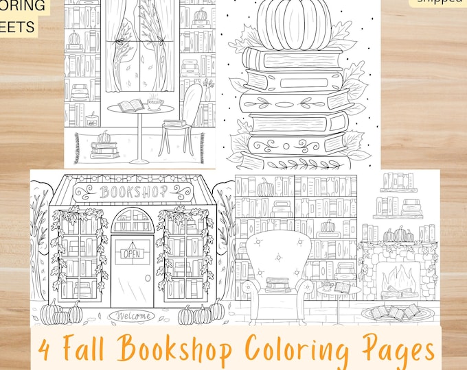 Horror Bookshelf Coloring Page - Etsy