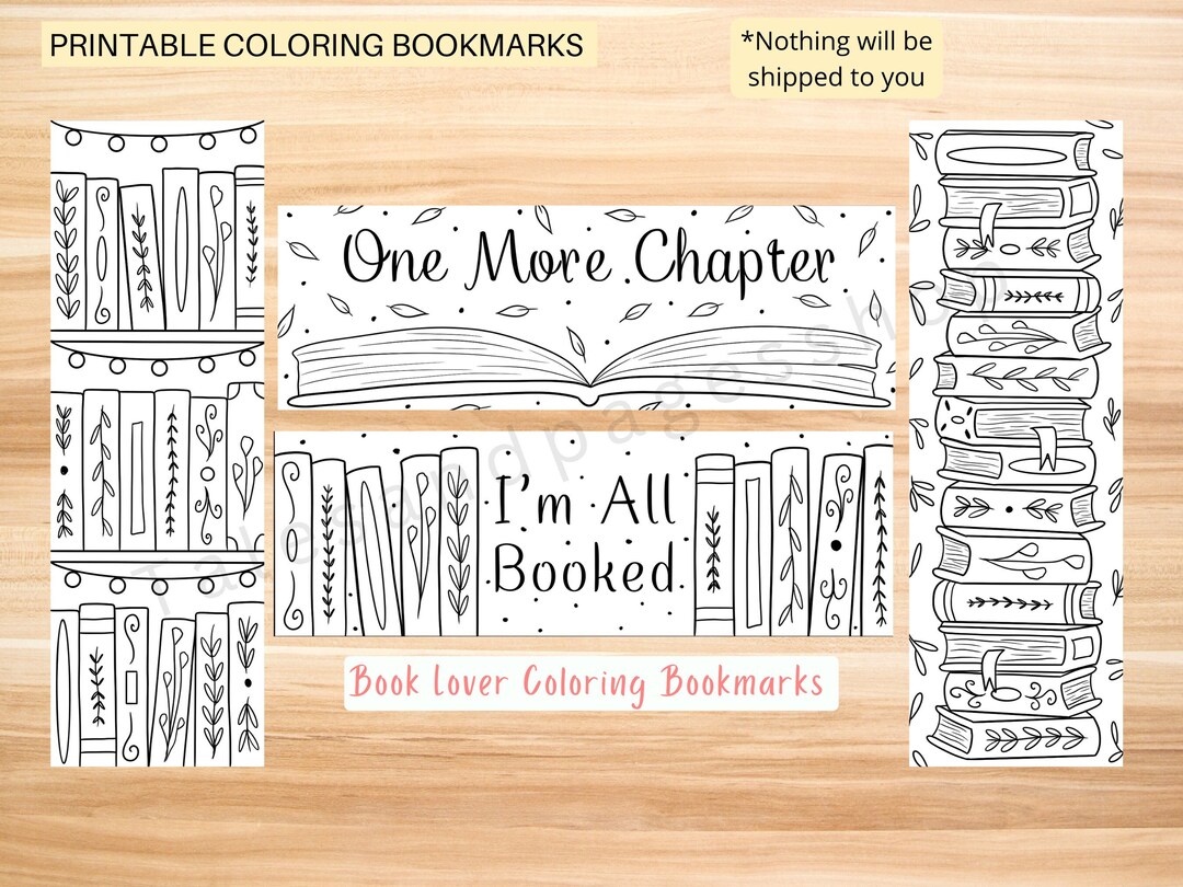 Books and Reading Printable Coloring Bookmarks for Kids and Adults ...