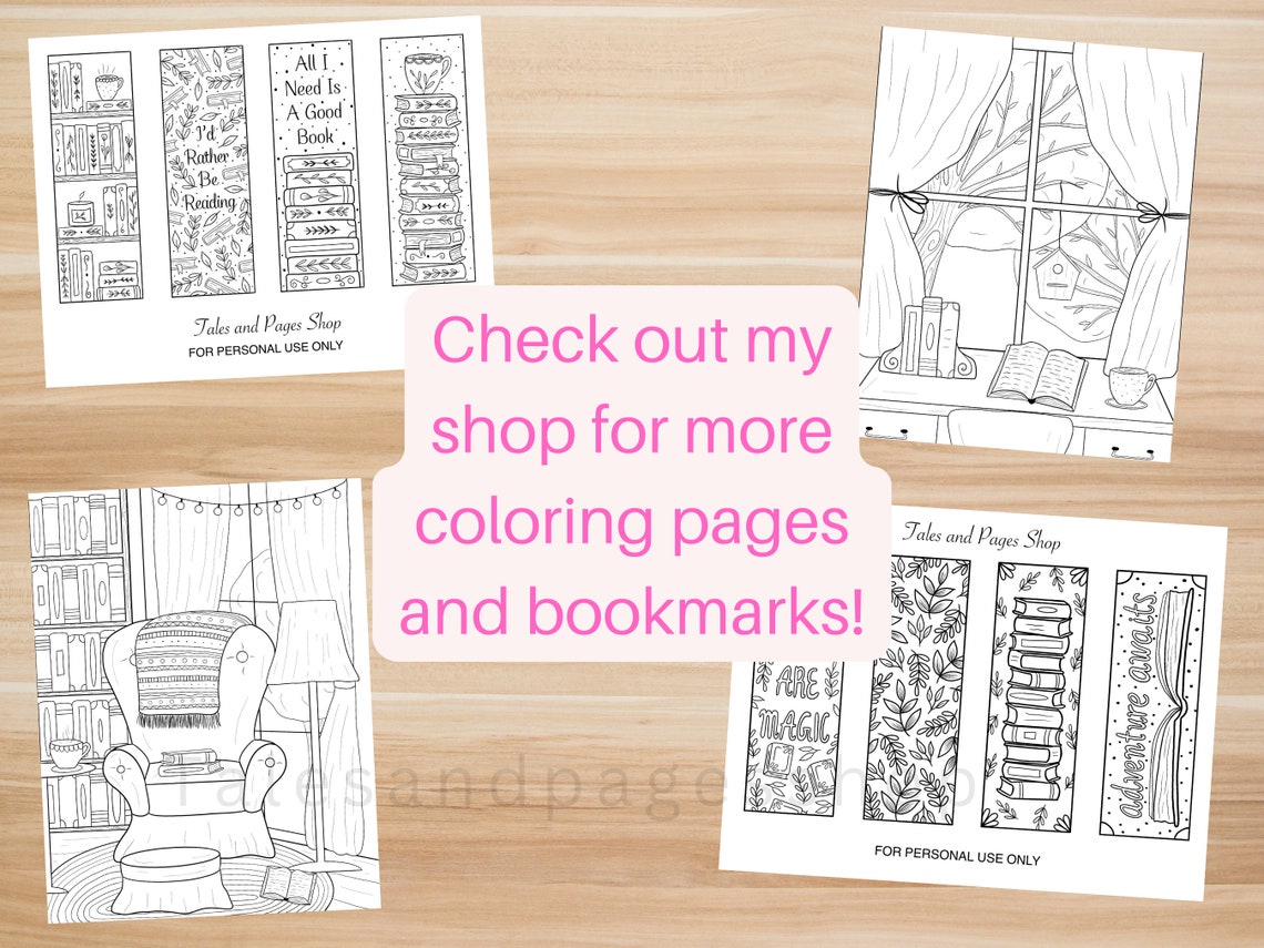 Reading Printable Coloring Bookmarks for Adults and Kids, Library ...