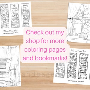 Reading Printable Coloring Bookmarks for Adults and Kids, Library ...