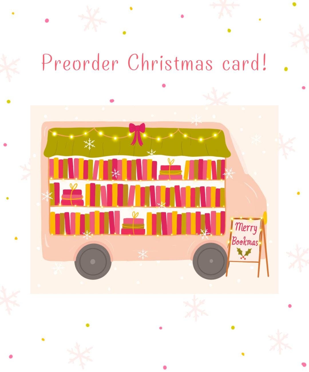 Preorder Bookmobile Christmas Card, Holiday Book Card, Christmas Card ...