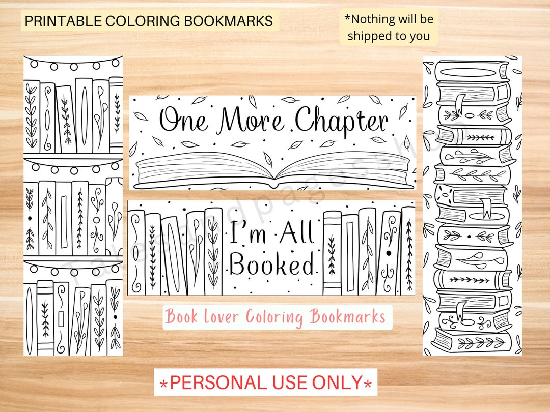 Books and Reading Printable Coloring Bookmarks for Kids and Adults ...