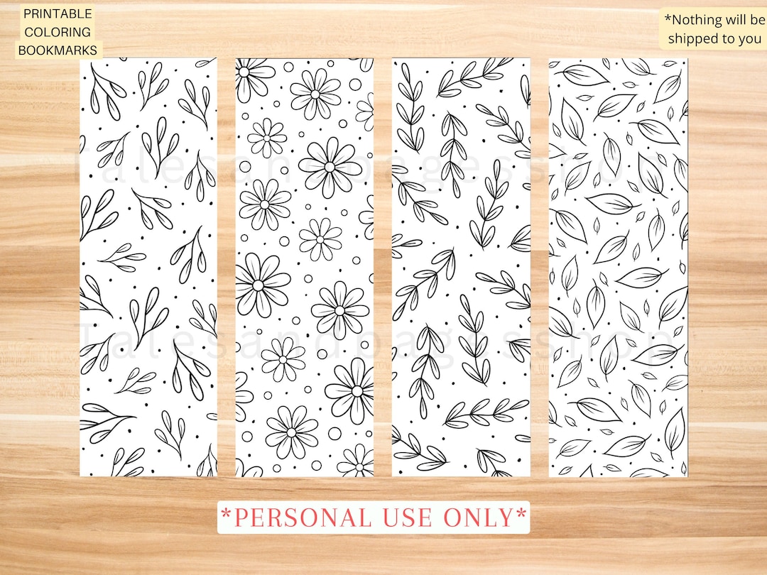 Floral Coloring Bookmarks for Kids and Adults, Printable Spring ...