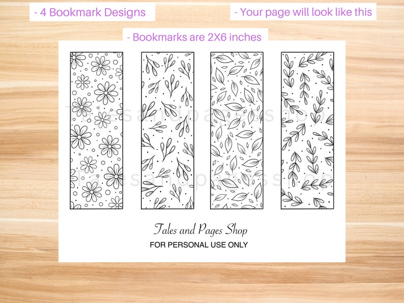 Floral Coloring Bookmarks for Kids and Adults Printable - Etsy