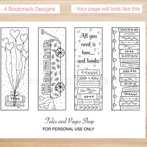 Printable Coloring Valentines Bookmarks, Printable Romance Bookmarks to ...