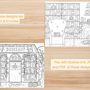 Fall Printable Bookshop Coloring Pages, Autumn Coloring Pages, Fall ...