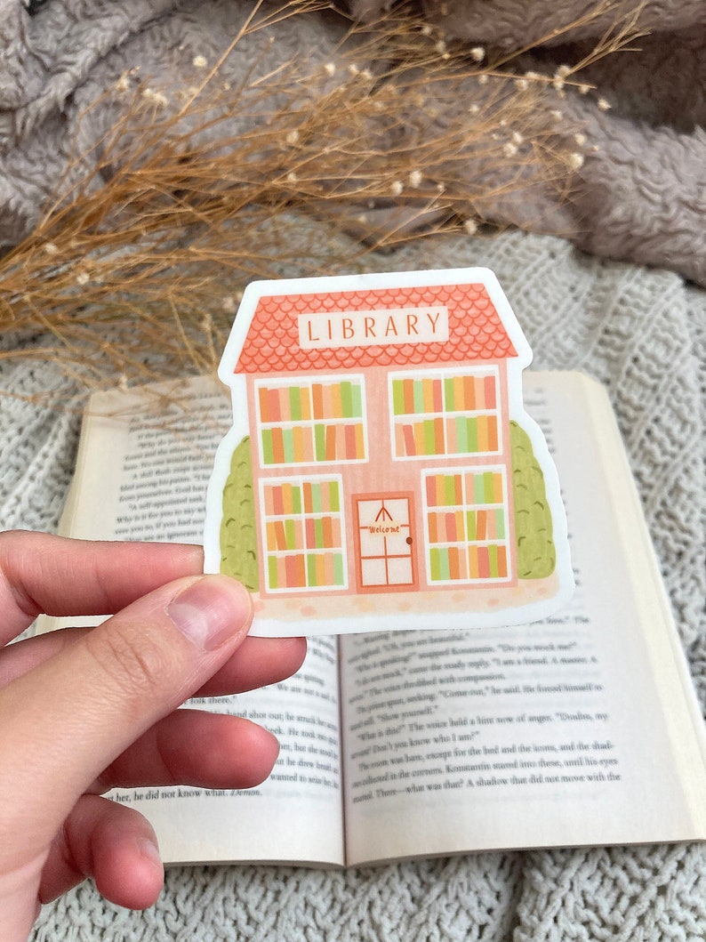 Pink Library Sticker Vinyl Library Book Sticker Support Your - Etsy