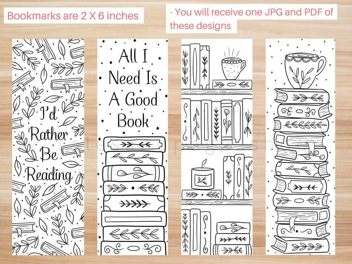 Reading Printable Coloring Bookmarks for Adults and Kids, Library ...