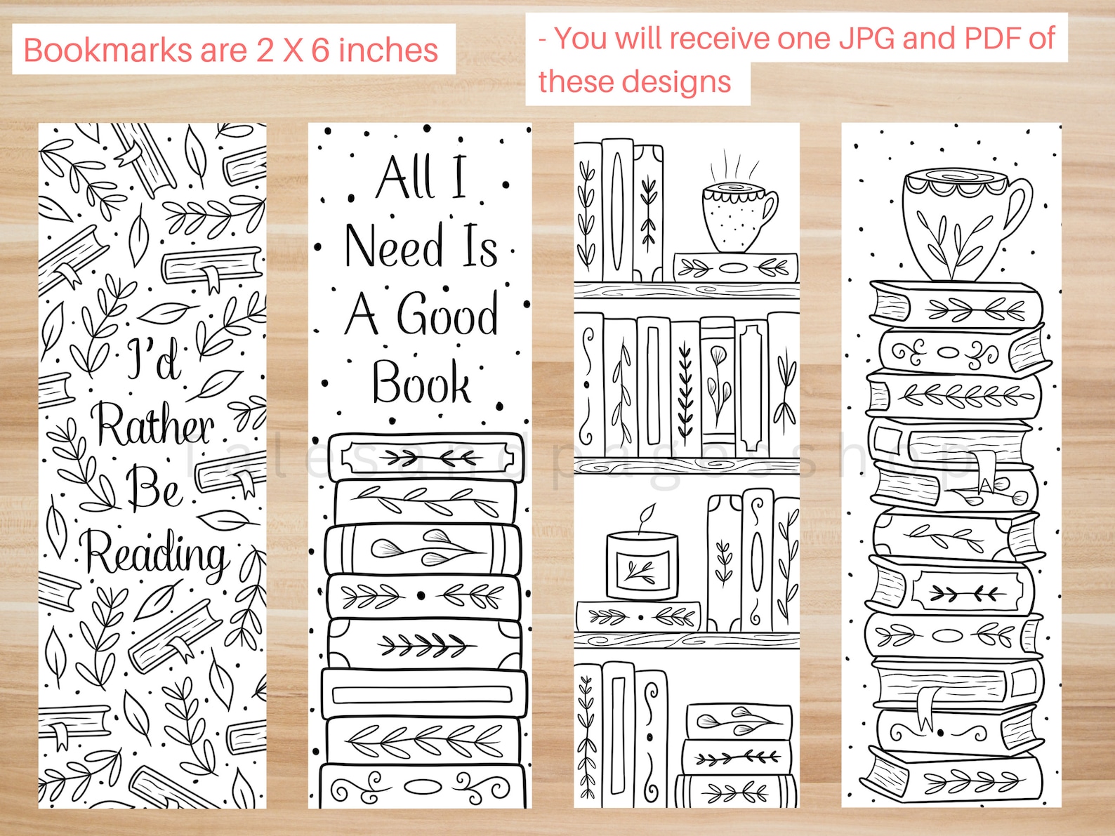 Reading Printable Coloring Bookmarks for Adults and Kids, Library ...