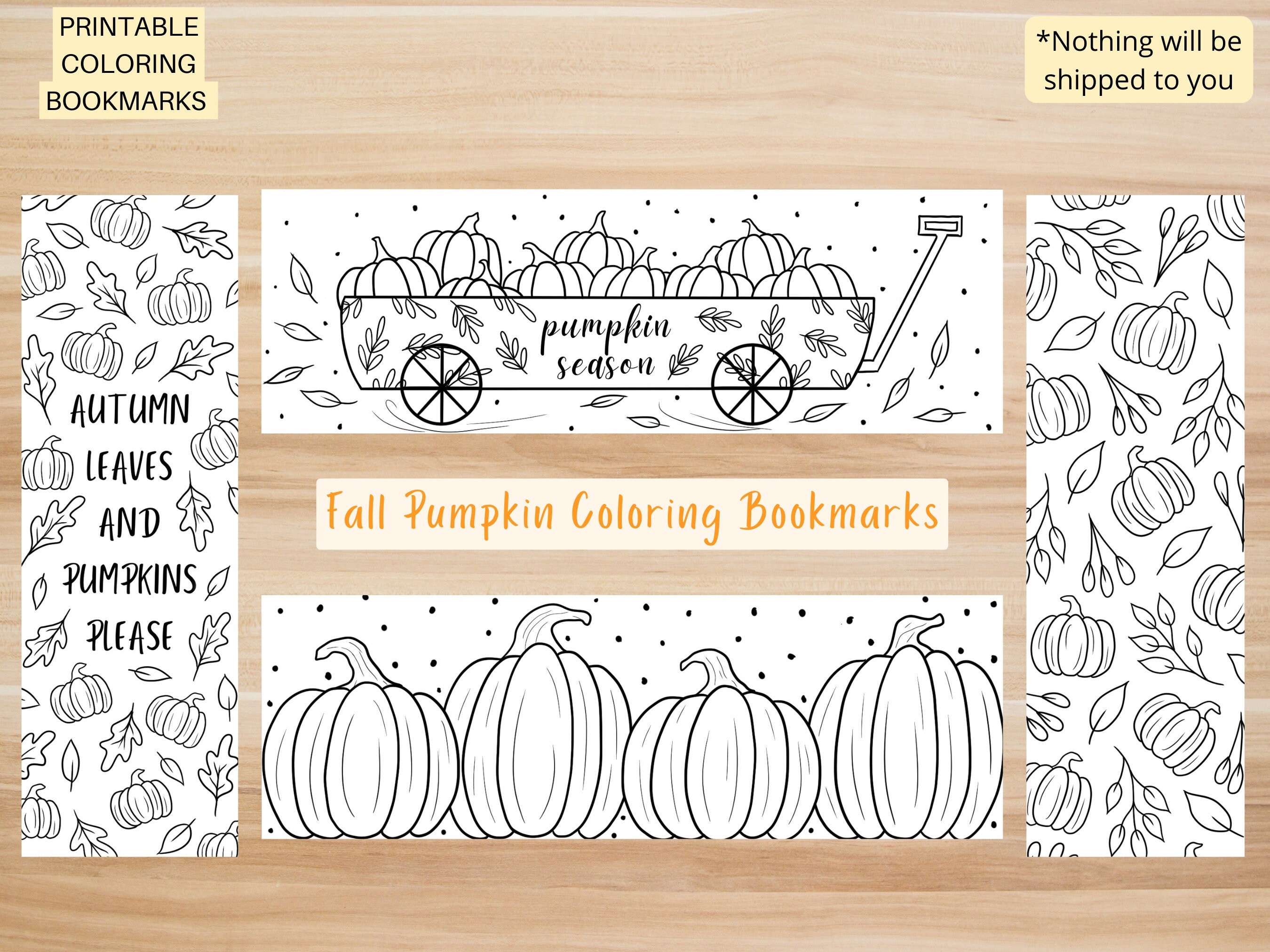 Fall Coloring Bookmarks Printable Pumpkins Coloring - Etsy