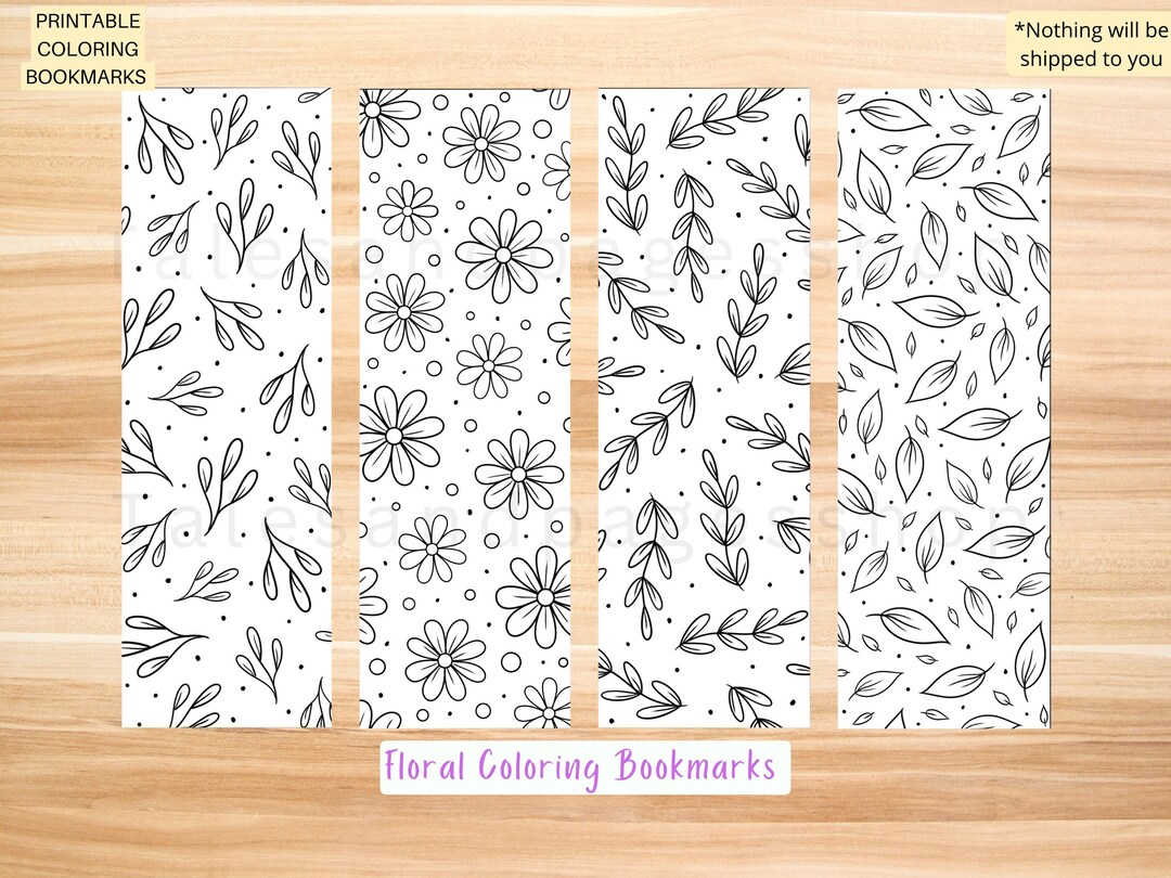 Floral Coloring Bookmarks for Kids and Adults Printable - Etsy