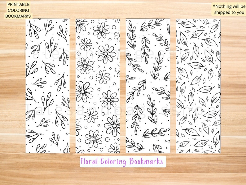 Floral Coloring Bookmarks for Kids and Adults Printable - Etsy