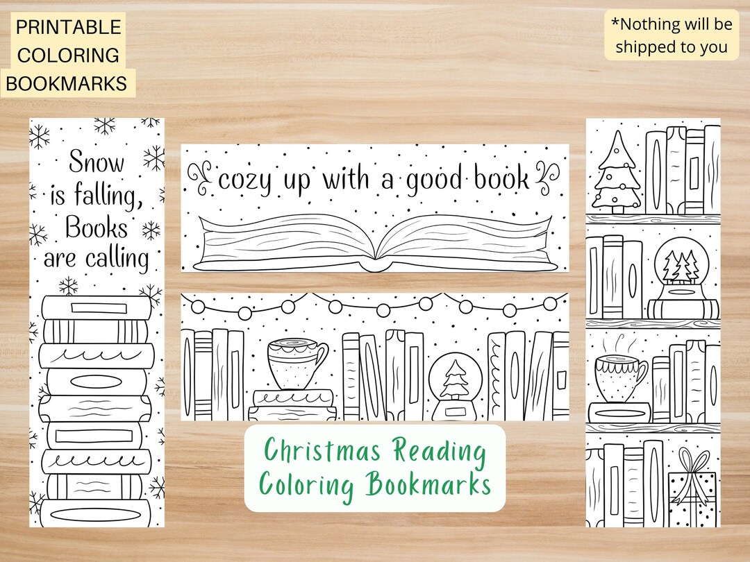 Printable Christmas Coloring Bookmarks, Christmas Bookmarks to Color ...
