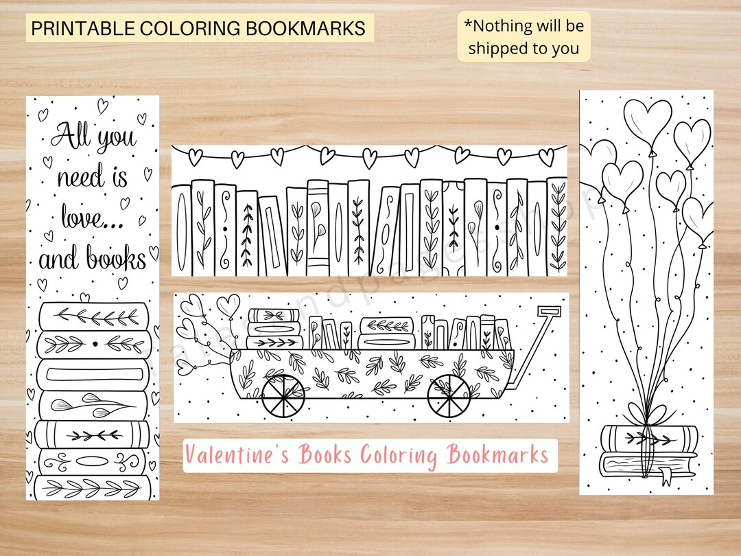 Printable Coloring Valentines Bookmarks, Printable Romance Bookmarks to ...