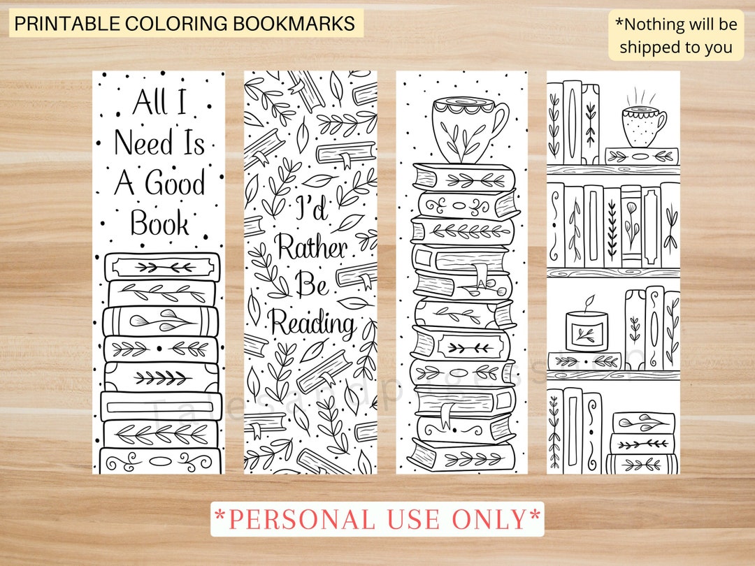 Reading Printable Coloring Bookmarks for Adults and Kids, Library ...