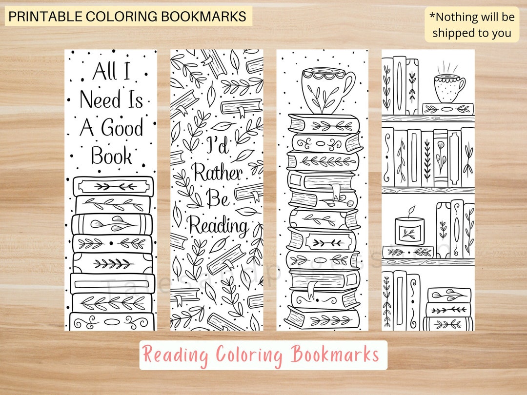 Reading Printable Coloring Bookmarks for Adults and Kids - Etsy UK