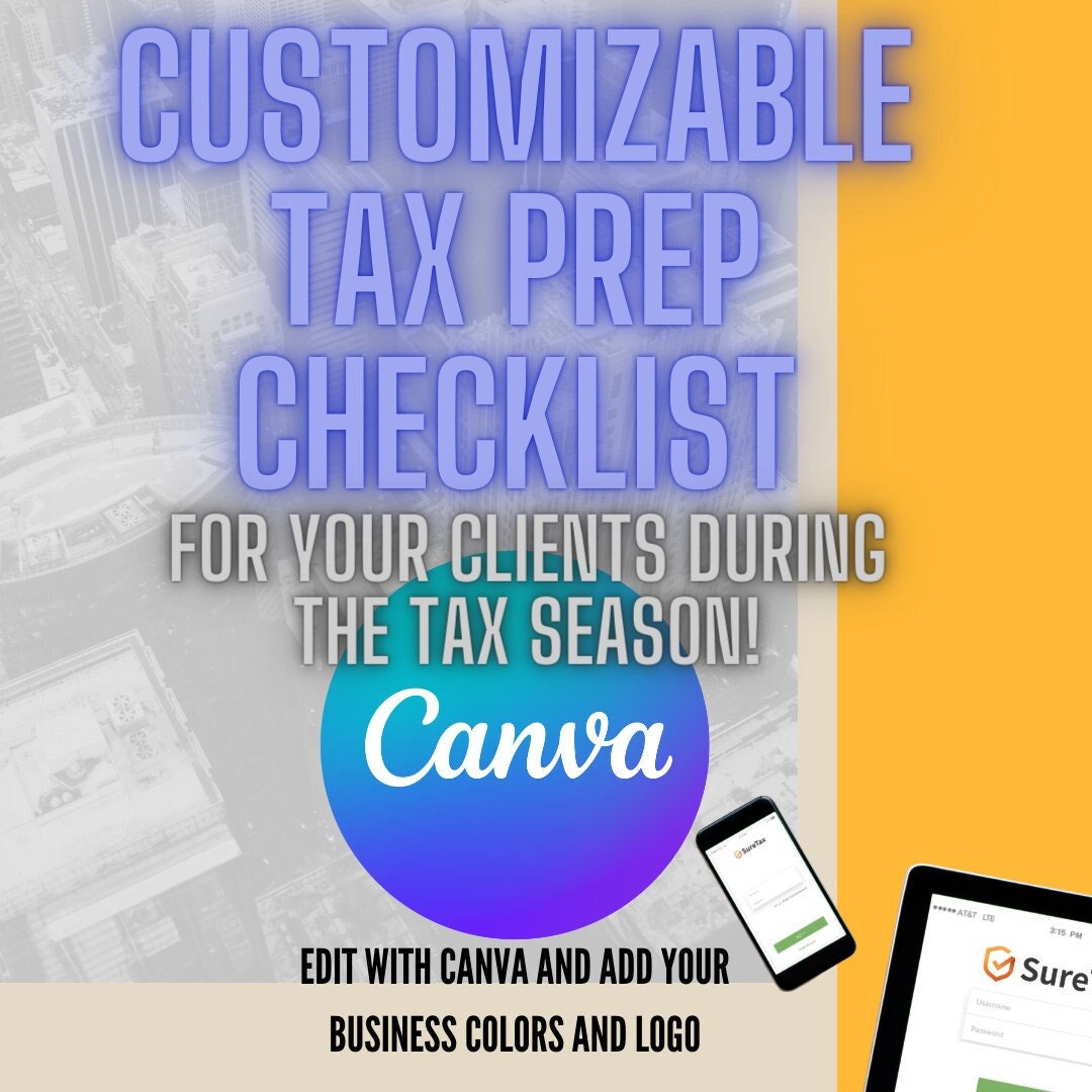 Tax Business Customizable Tax Prep Checklist for Tax CLIENTS - Etsy