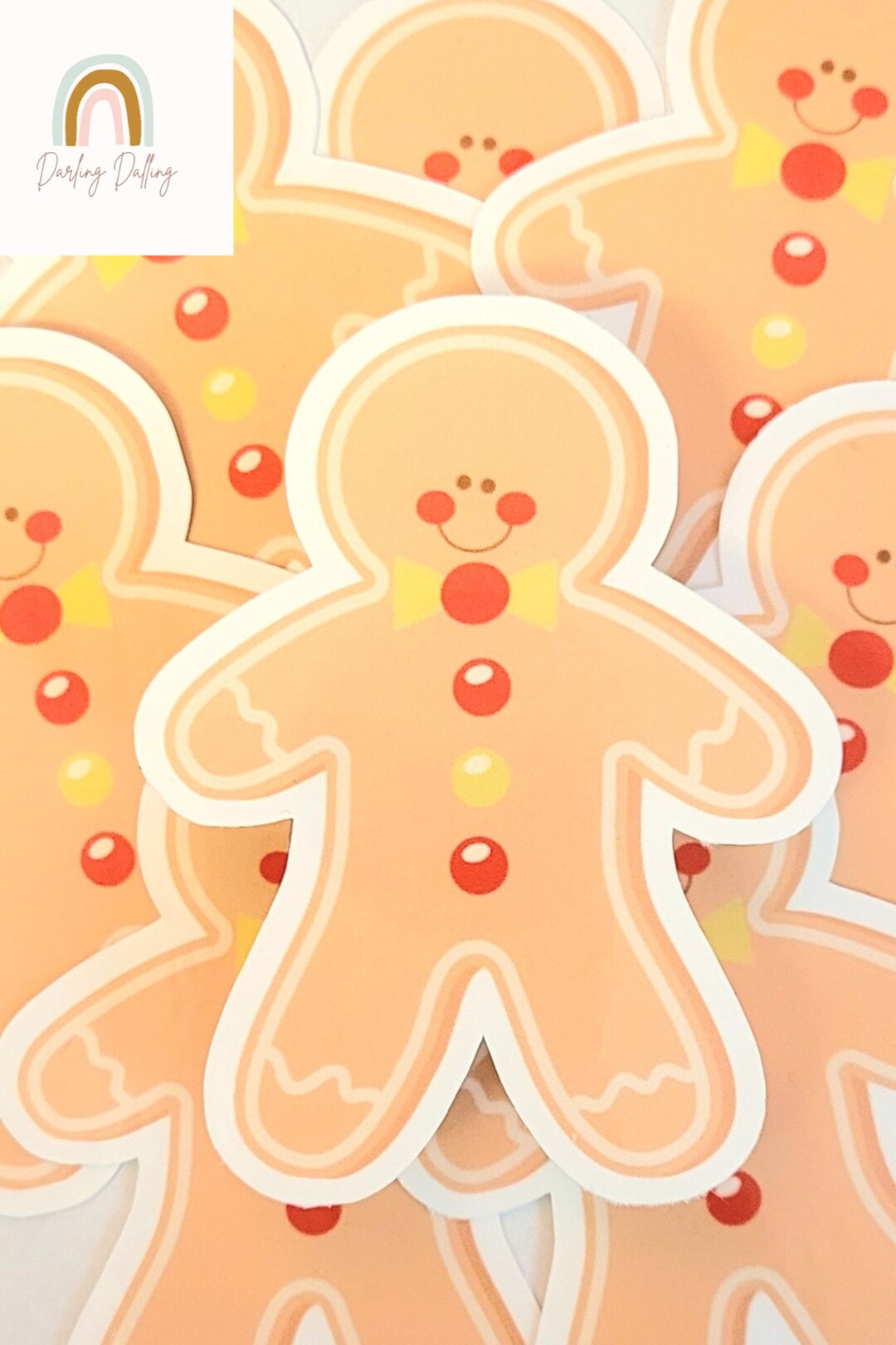 Gingerbread Man Waterproof Sticker Set (5ct) - Etsy