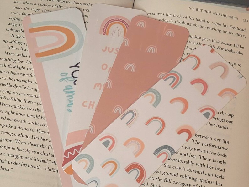 Rainbow Bookmarks • One Sided • Boho • Bookmark • Laminated • Rainbow ...