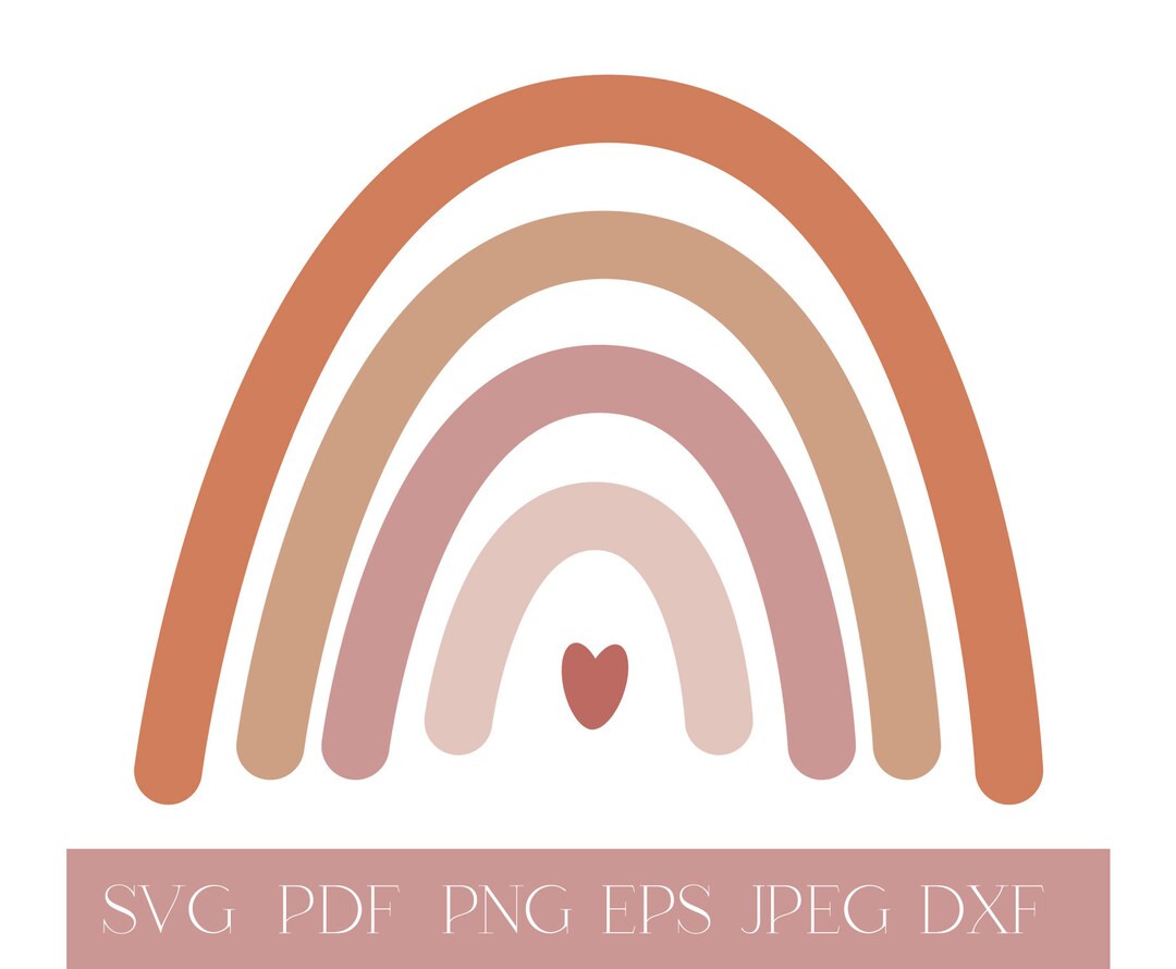 Boho Rainbow Svg Cut File Boho Colored Hand Drawn Rainbow Sticker Svg