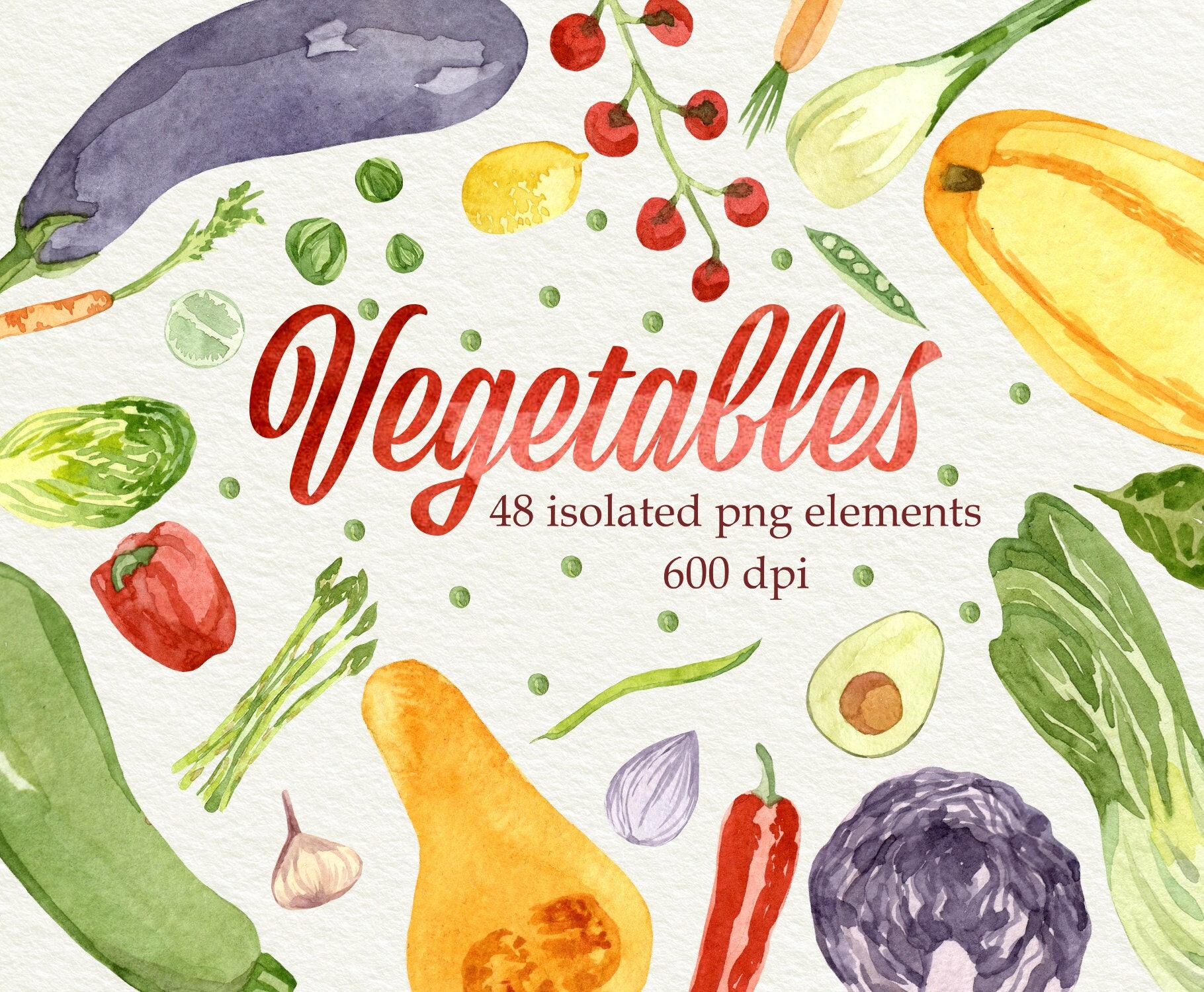 Watercolor Vegetable Clipart Healthy Food Vegan Zero Waste - Etsy