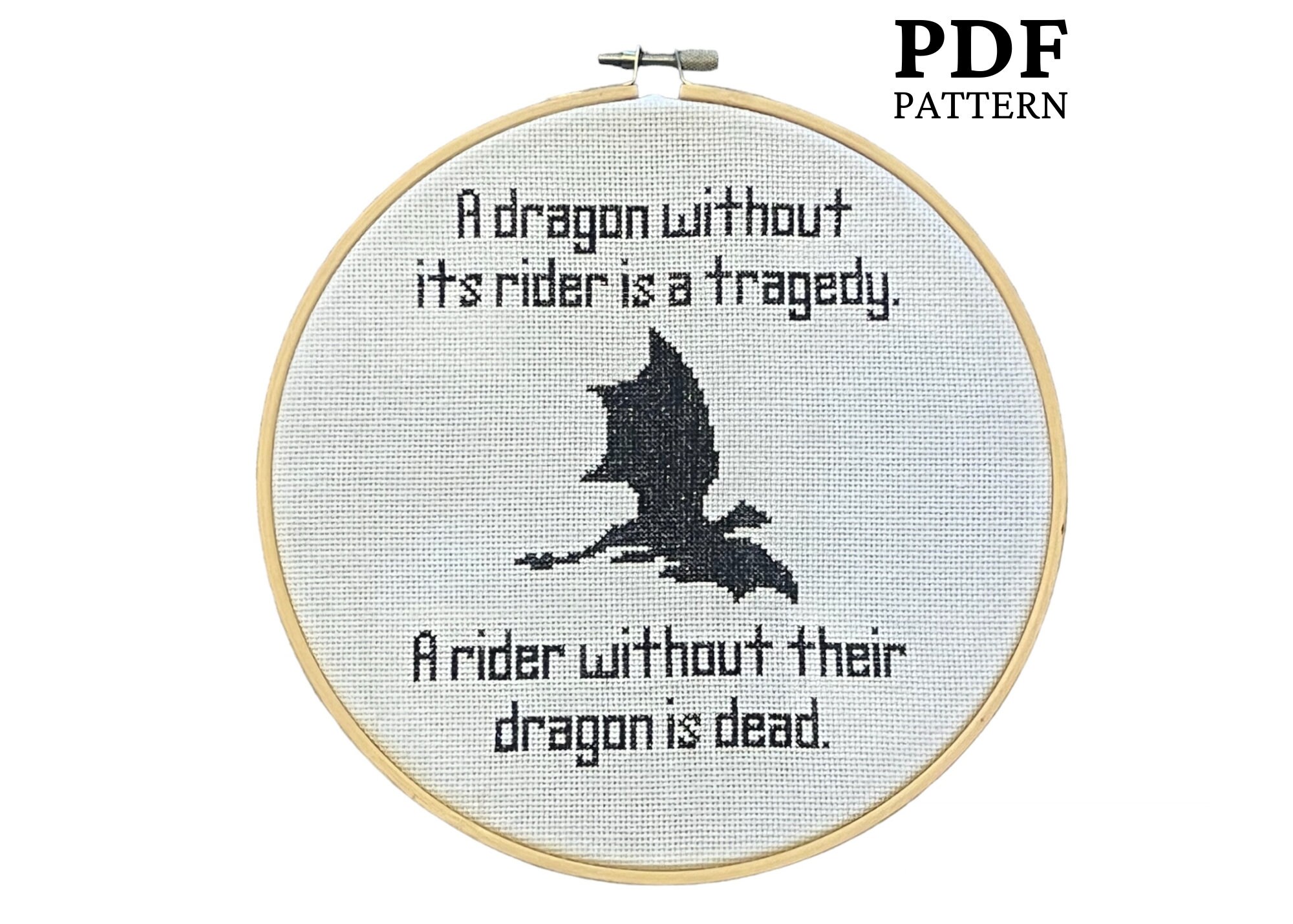 PDF ONLY A Dragon Without Its Rider Cross Stitch Pattern Digital ...