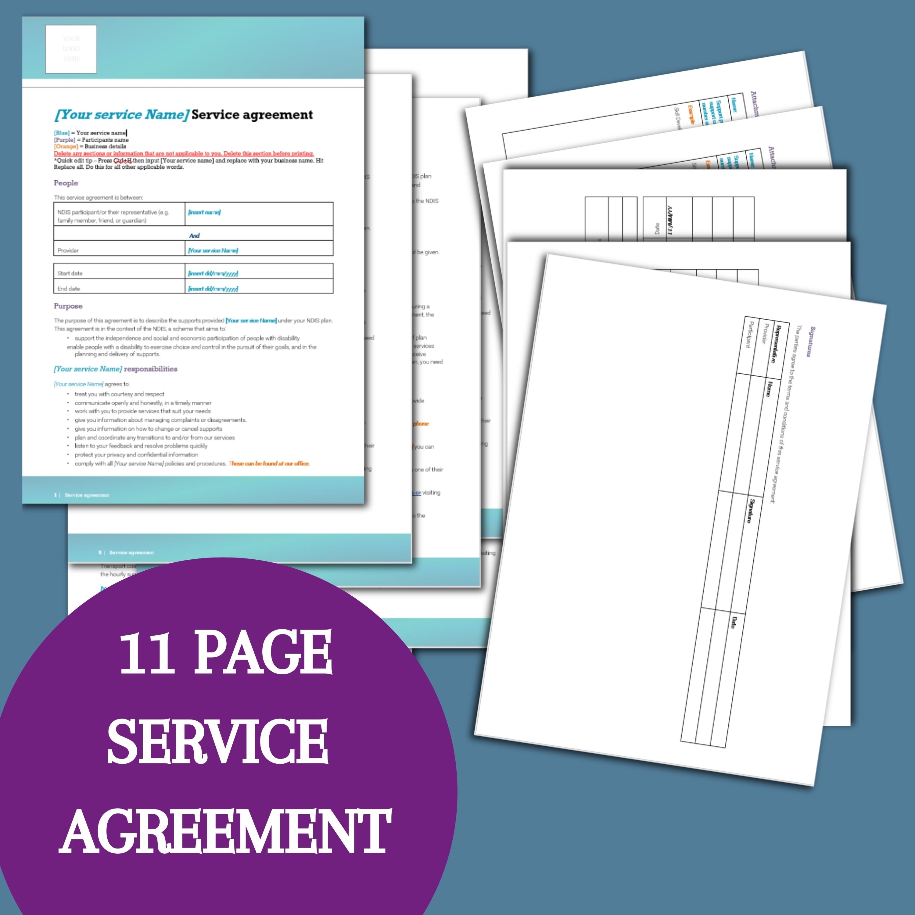 Service Agreement NDIS Business Support Worker Agency Schedule of ...