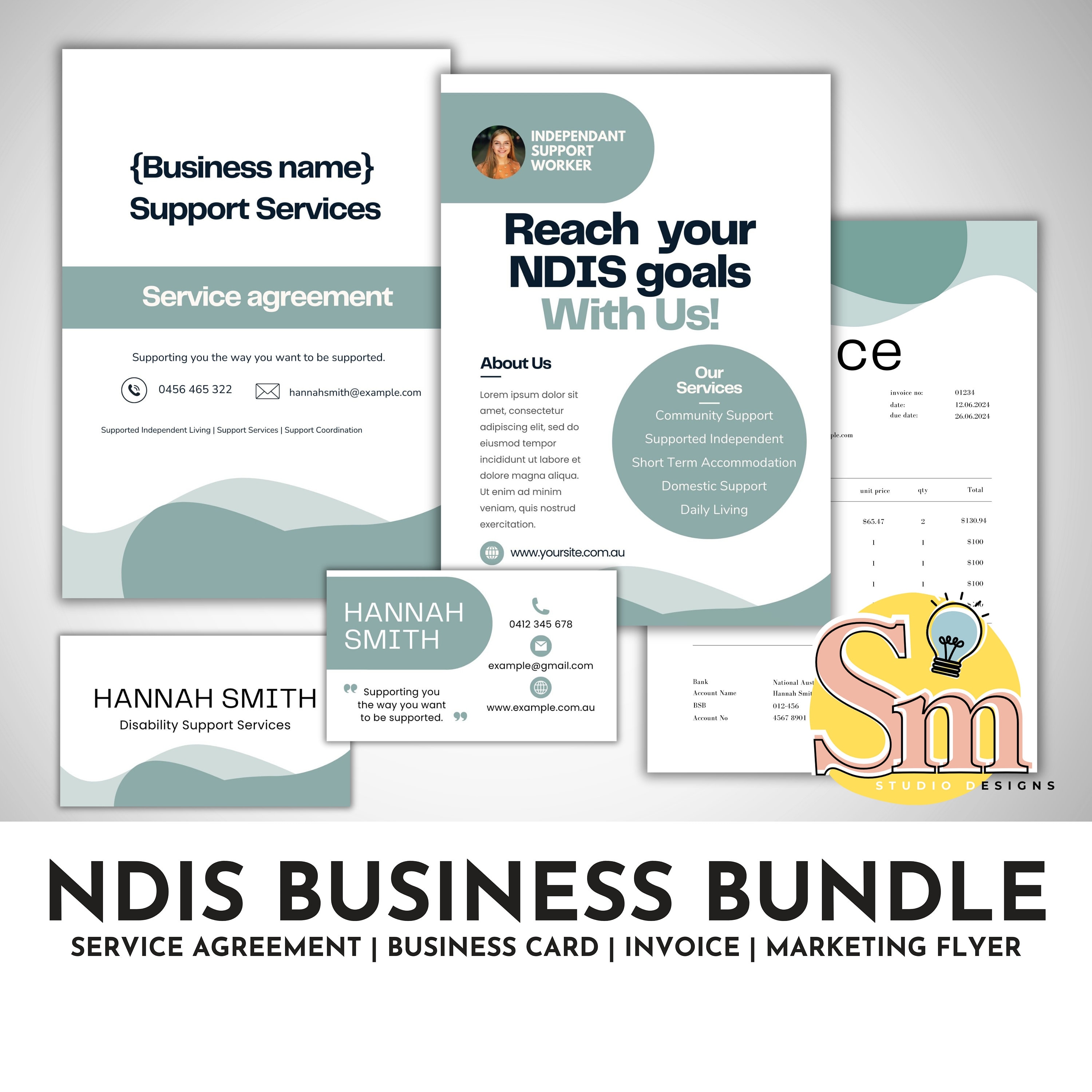 NDIS Business Bundle Business Support Work Agency Canva Template for ...