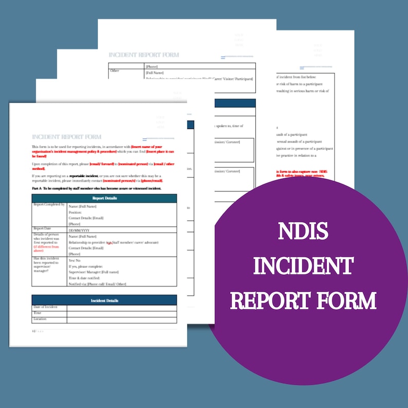 Incident Report Form NDIS Business Support Work Agency Word Document ...