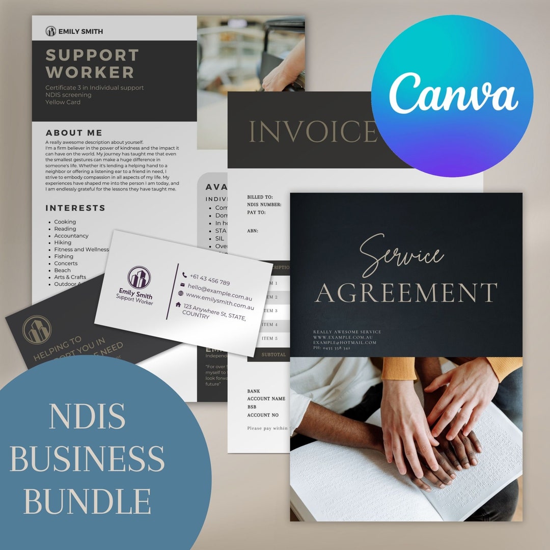 NDIS Business Bundle Business Support Work Agency Canva Template for ...