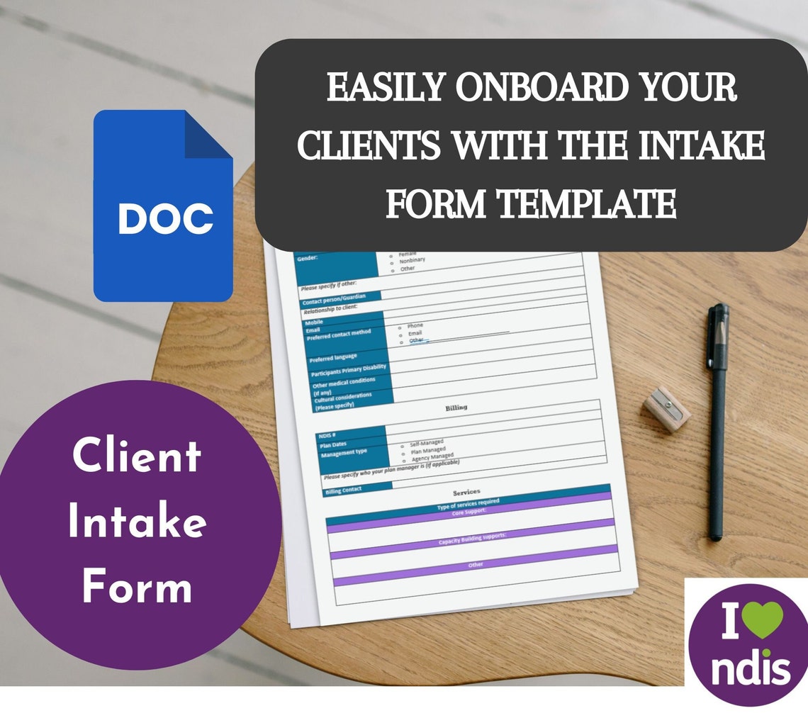 NDIS Client Intake Form Word Participant Template Onboarding Editable ...
