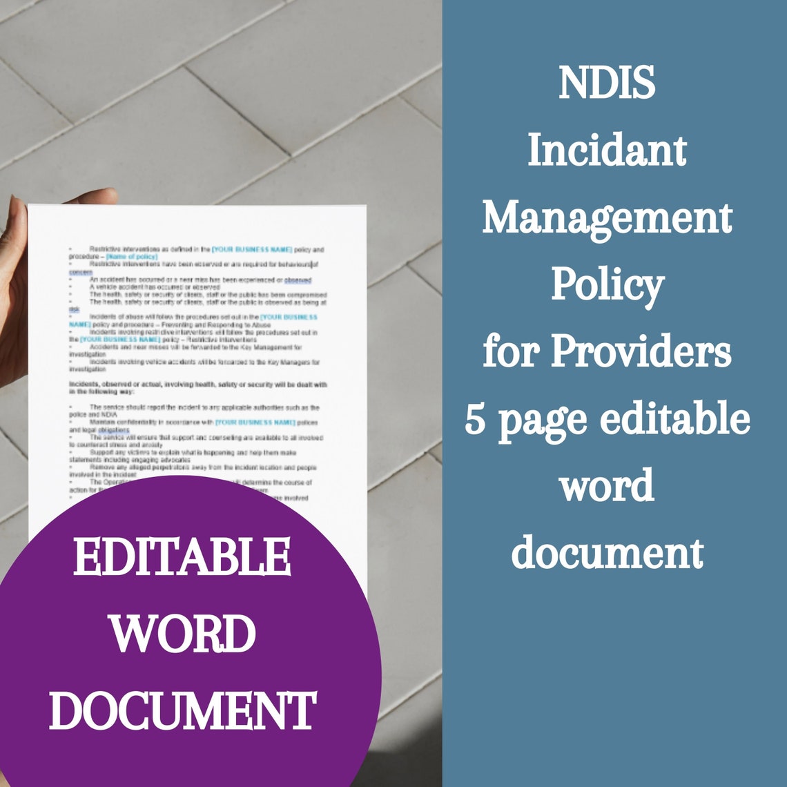 Policy Procedure Incident Management NDIS Business Support Worker ...