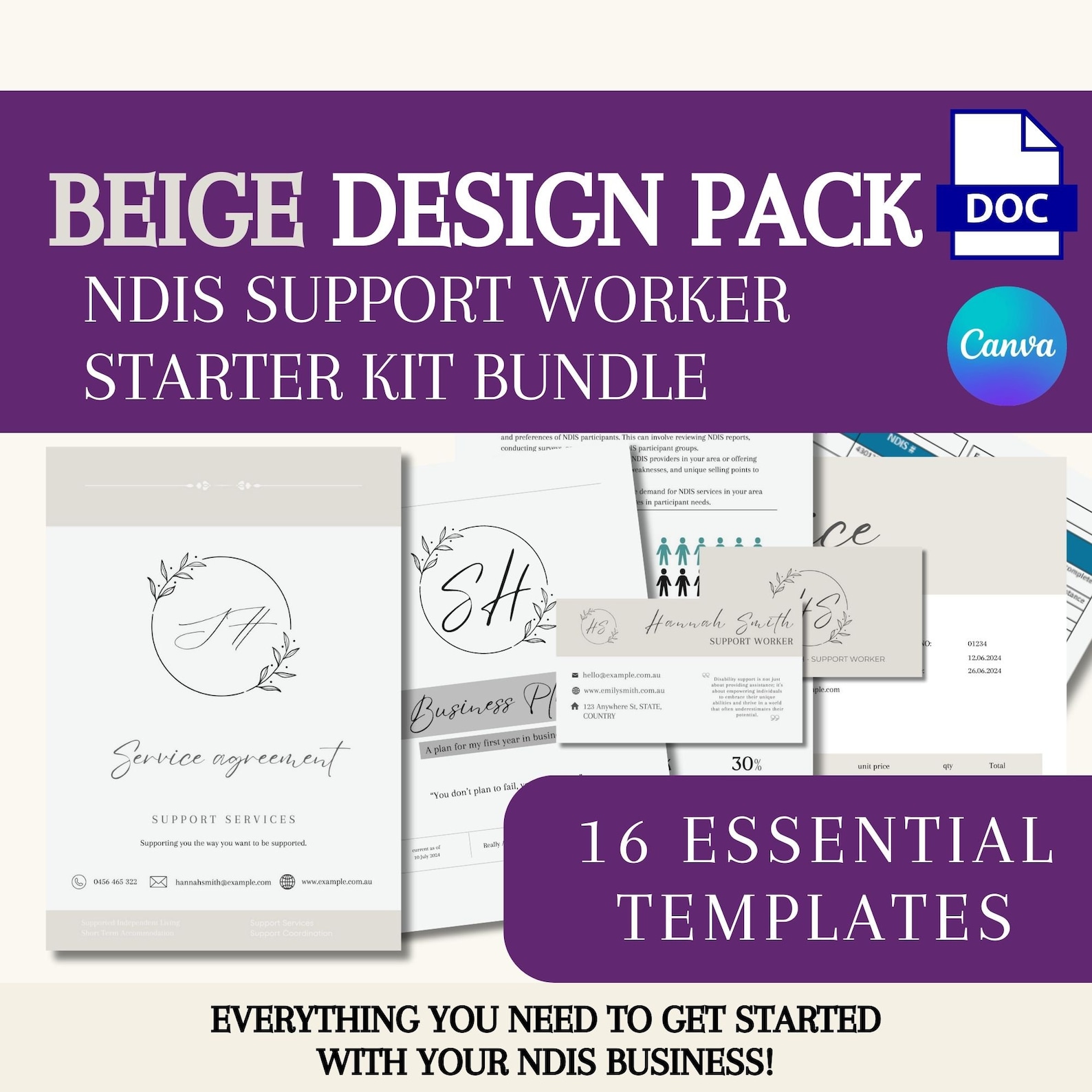 NDIS Business Starter Bundle Support Worker Disability Support Forms ...