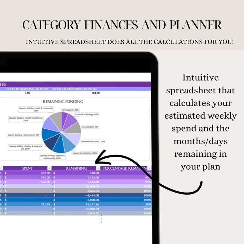 NDIS Participant Excel Spreadsheet Funding Manager Planner for Self Management Invoice Tracker ...