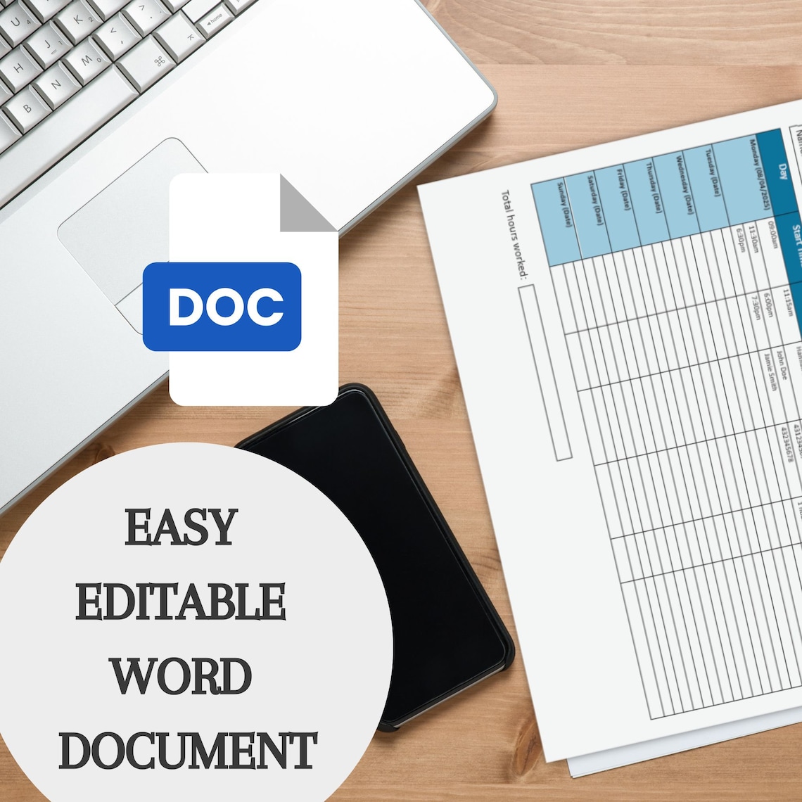 NDIS Shift Timesheet Log Template Word Participant Form Support Workers ...