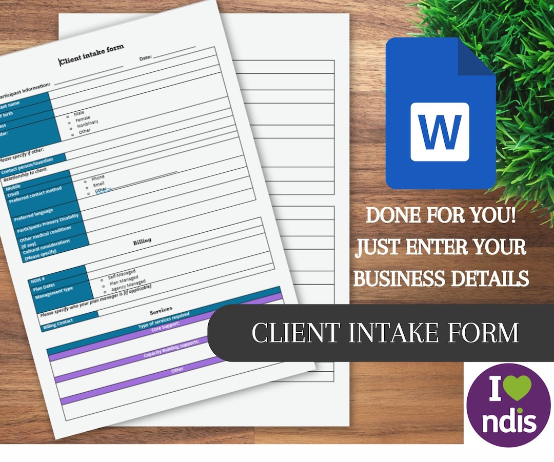 NDIS Client Intake Form Word Participant Template Onboarding Editable ...