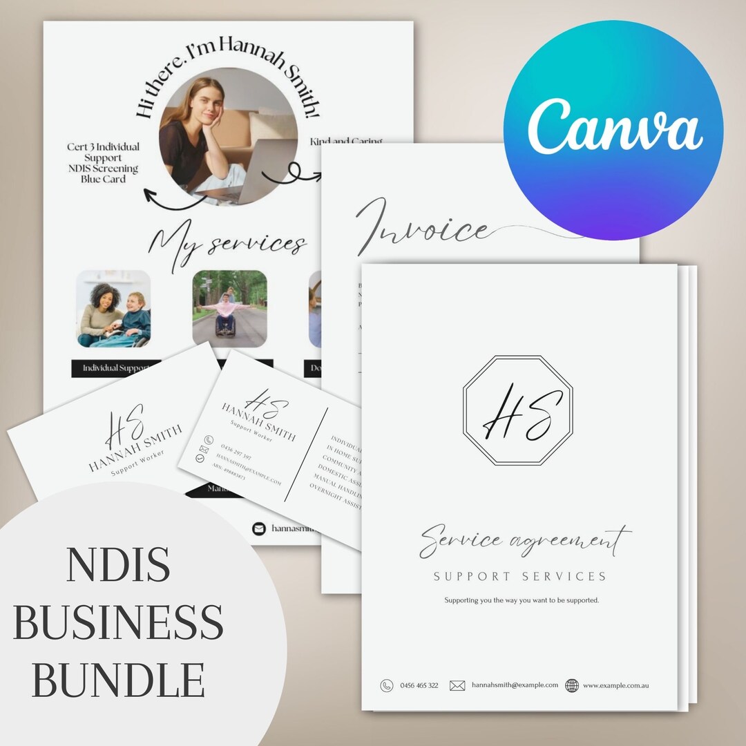 NDIS Business Bundle Business Support Work Agency Canva Template for ...