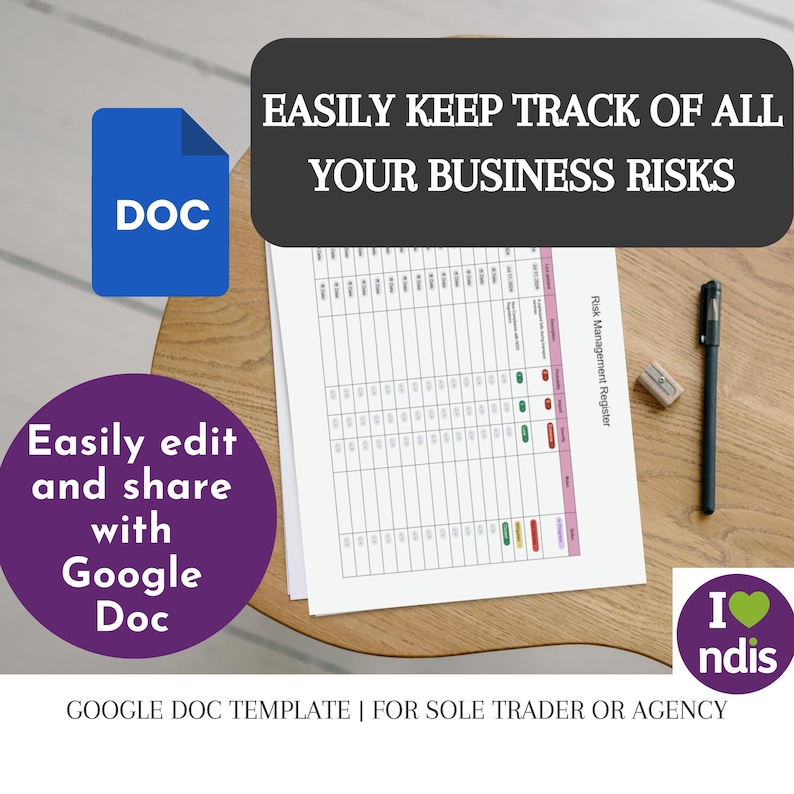 NDIS Risk Register Business Assessment Google Doc | Disability Worker ...