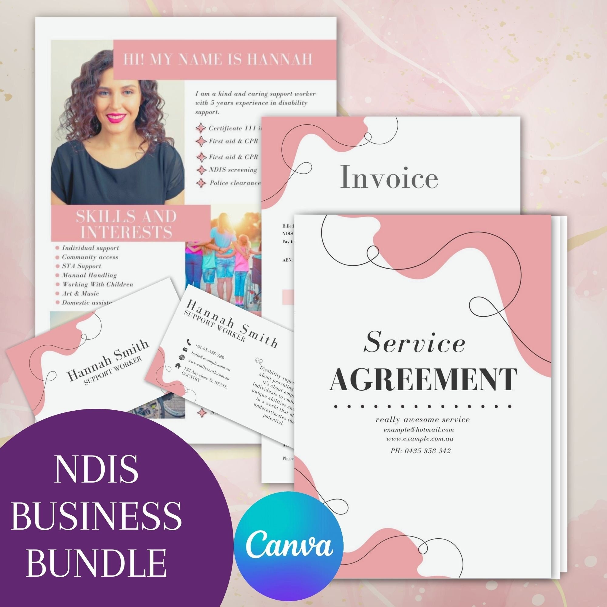 NDIS Business Bundle Business Support Work Agency Canva Template for ...