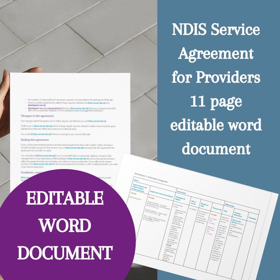 Service Agreement NDIS Business Support Worker Agency Schedule of ...